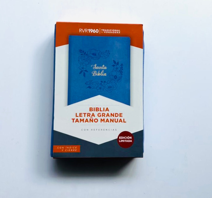 Biblia RVR 1960 letra grande tamano manual, morado simil piel con ...